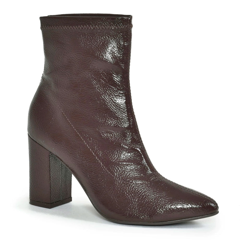 Bota de Cano Curto e Salto Bloco Via Marte Marrom 021-004-01